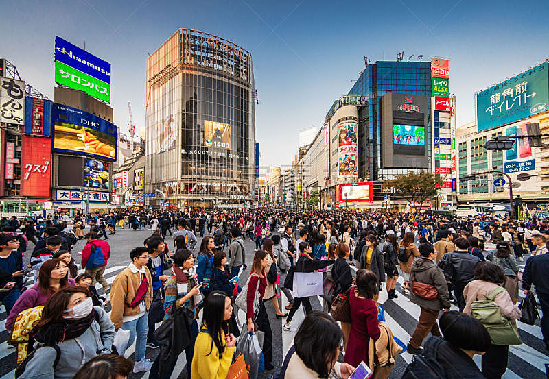 日本 东京 拥挤的 涉谷岔口 在活动中 仅日本人 曙暮光 交通 黄昏 现代图片素材下载 稿定素材